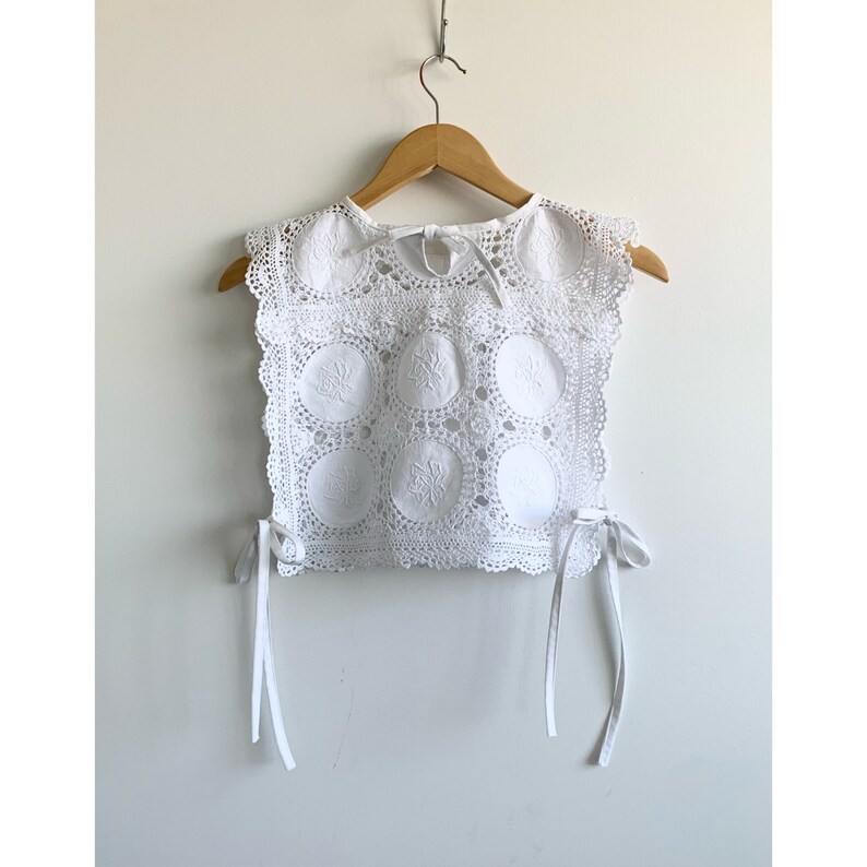 Mesa Workshop Reworked Vintage Doily Tie Side Bib Top - Etsy