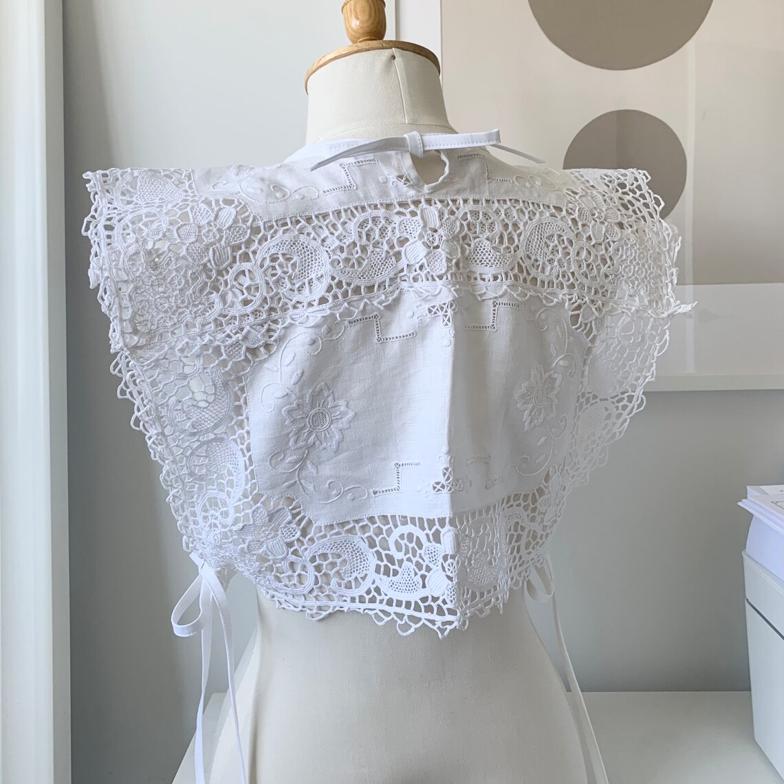 Mesa Workshop Reworked Vintage Cotton Tatting Lace Tie Side Bib Top - Etsy