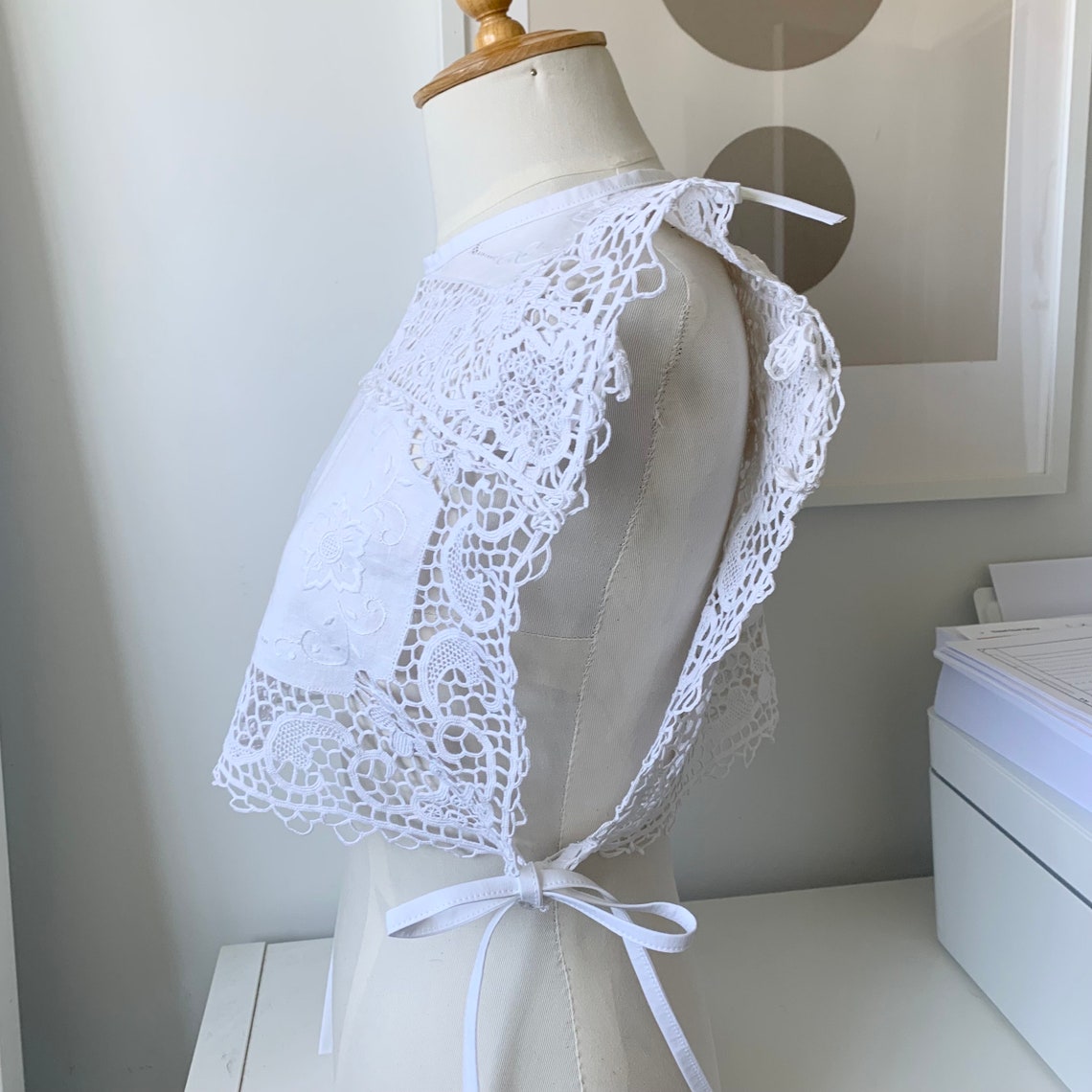 Mesa Workshop Reworked Vintage Cotton Tatting Lace Tie Side Bib Top - Etsy