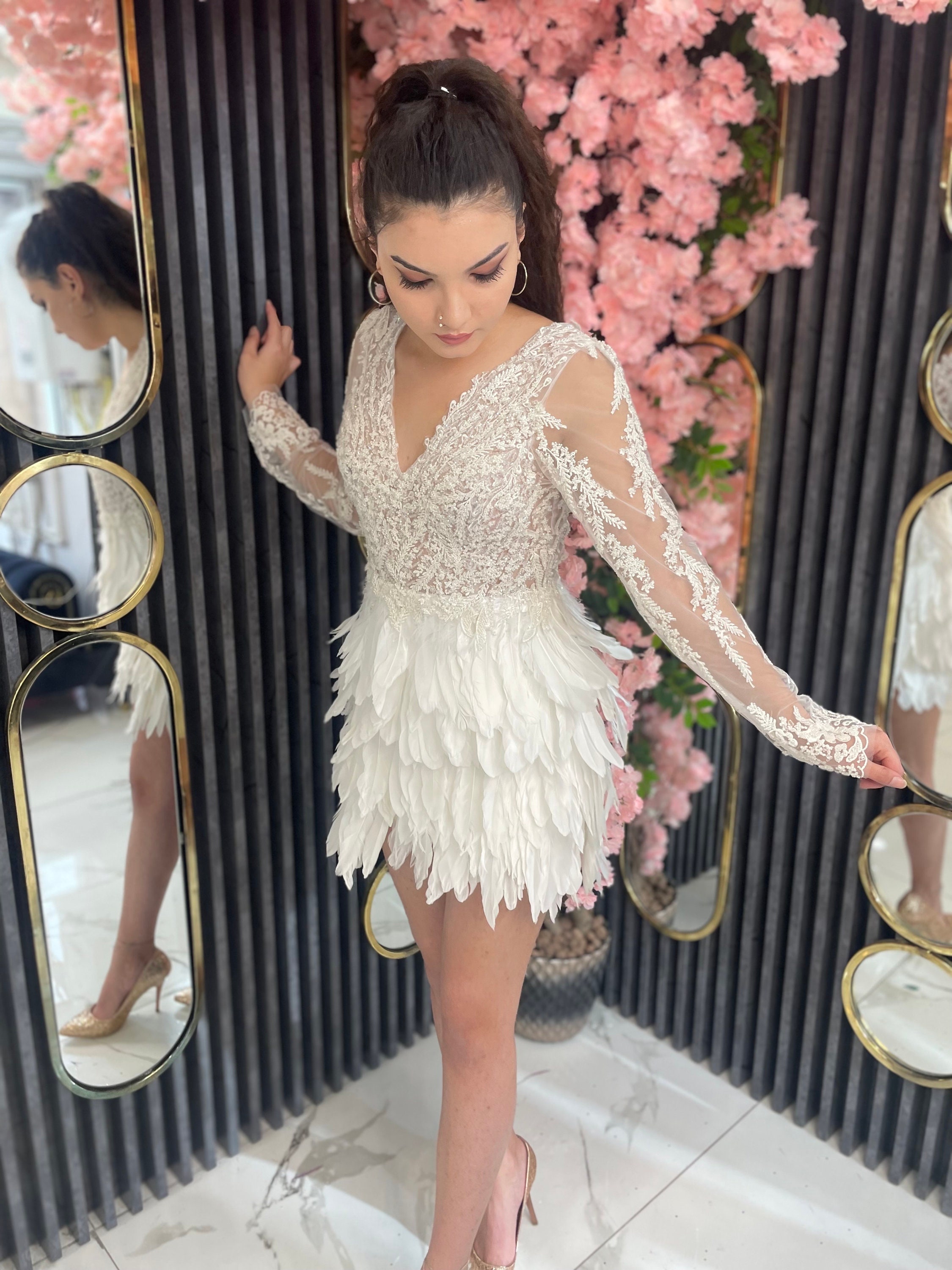 Little White Dress Bridal, Short Wedding Dress, After Party Dress, Mini ...