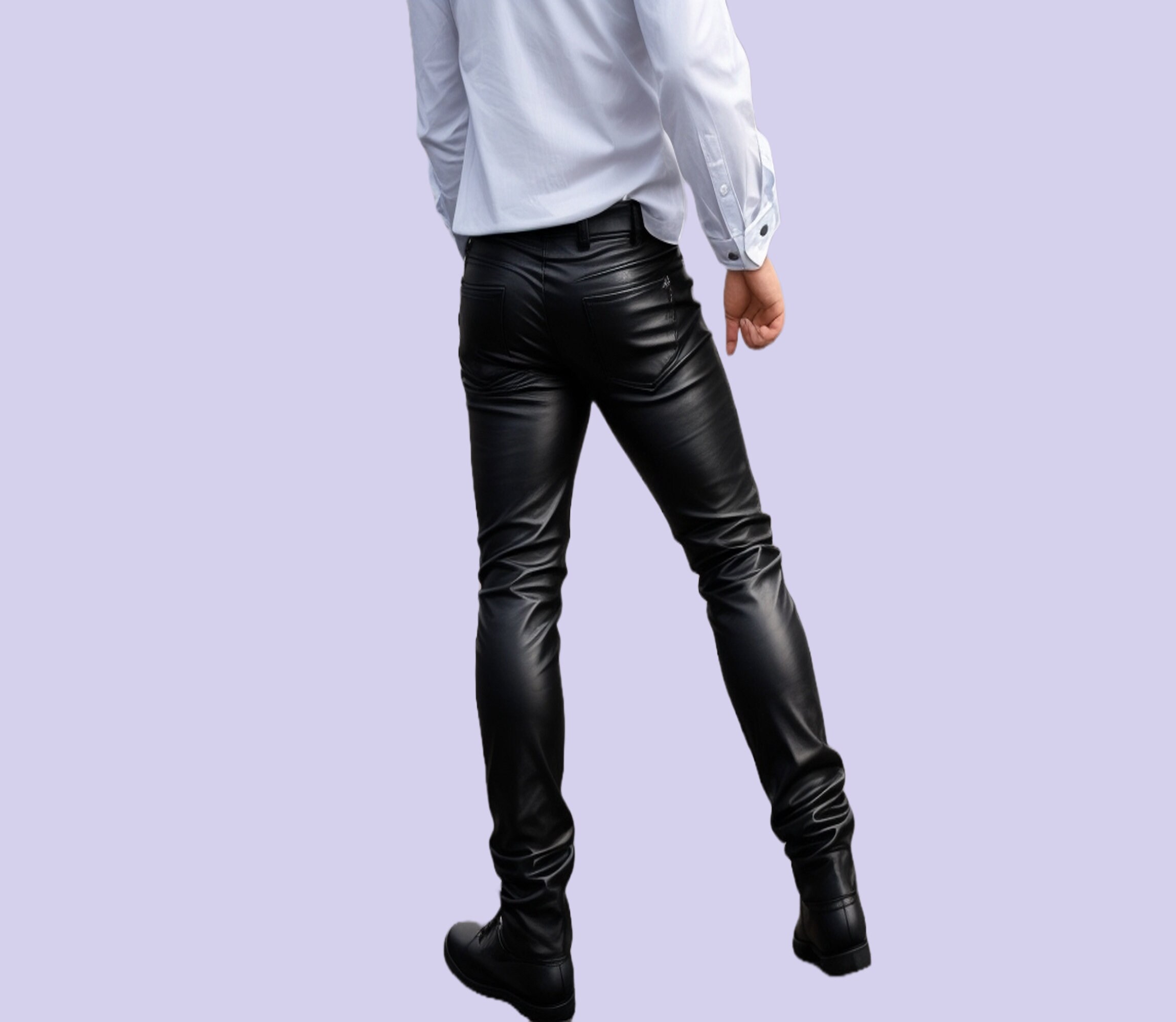Handmade Sheep Leather Men Pant,genuine Leather Black Men Pant,leather ...
