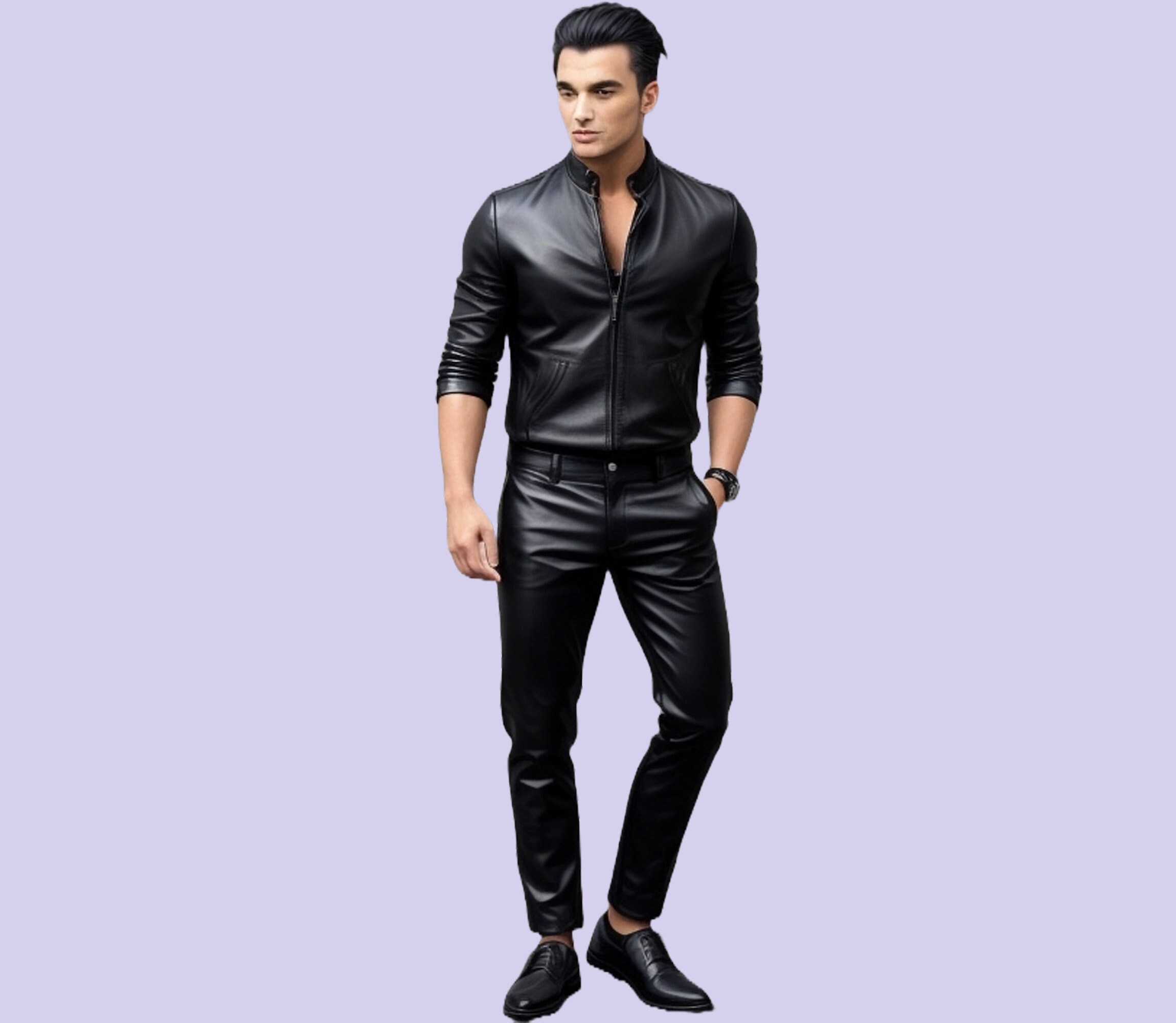 Handmade Sheep Leather Men Pant,genuine Leather Black Men Pant,leather ...