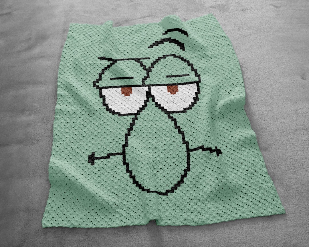 Spongebob Squidward Turquoise Blanket C2C Crochet Pattern PDF | Octopus ...