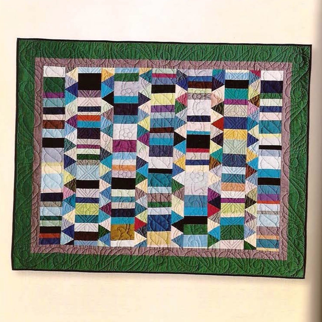 Vintage Quilt TUTORIAL Amish Bars Chinese Coins PATTERN 46x35 69x97 ...