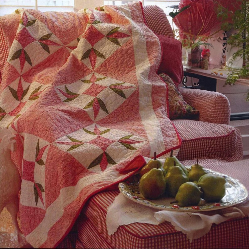 Vintage PATTERN Antique Applique Quilt Set Turkey Tracks PDF | 10.5 ...