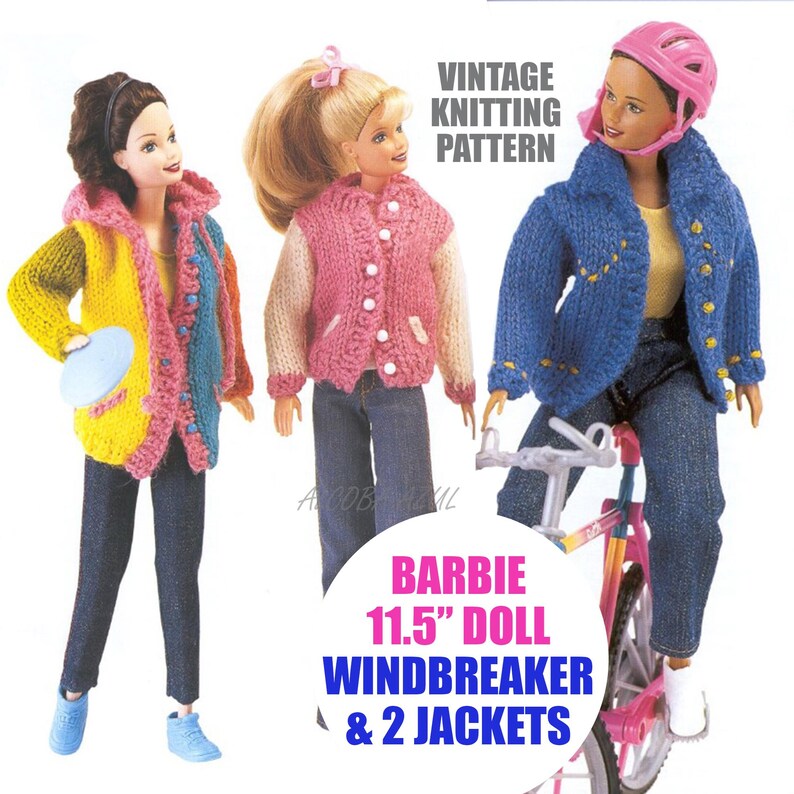 Barbie Set of 3 Windbreaker Baseball Denim Jackets 11.5 Inch Doll ...