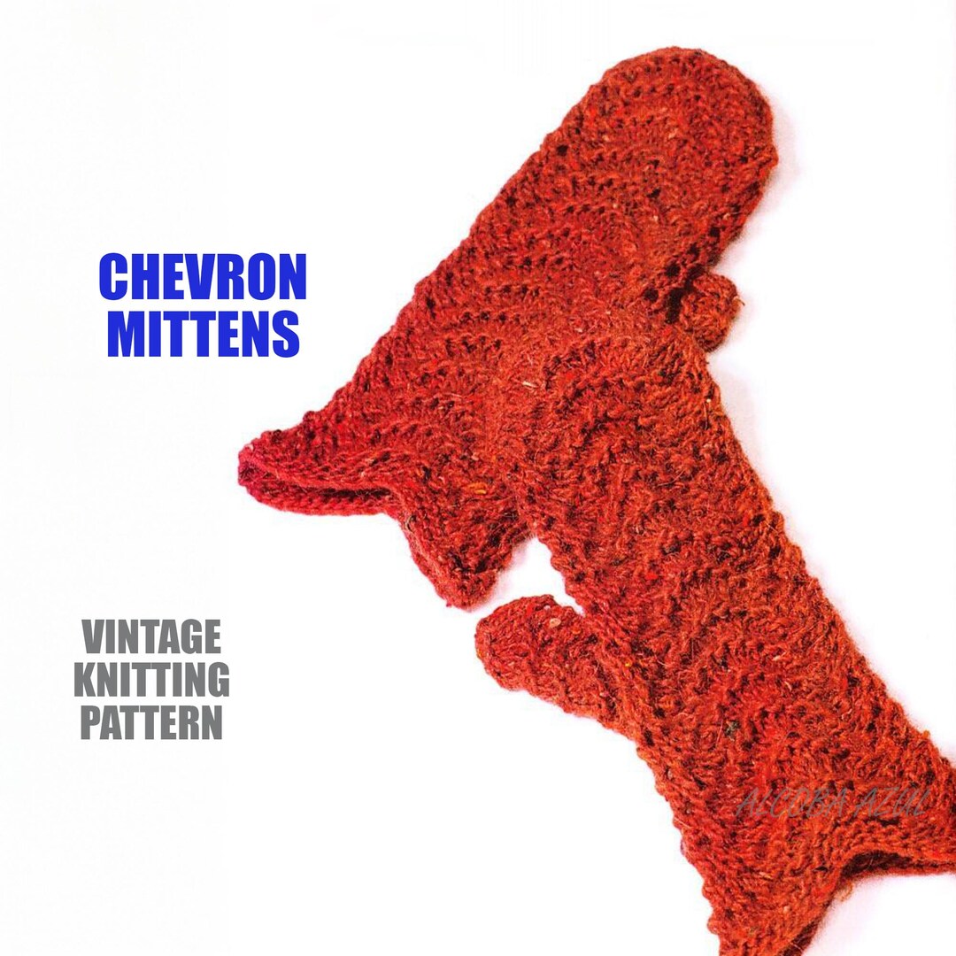 Vintage KNITTING Pattern PDF Women's Chevron Mittens | X-small Size 8 ...