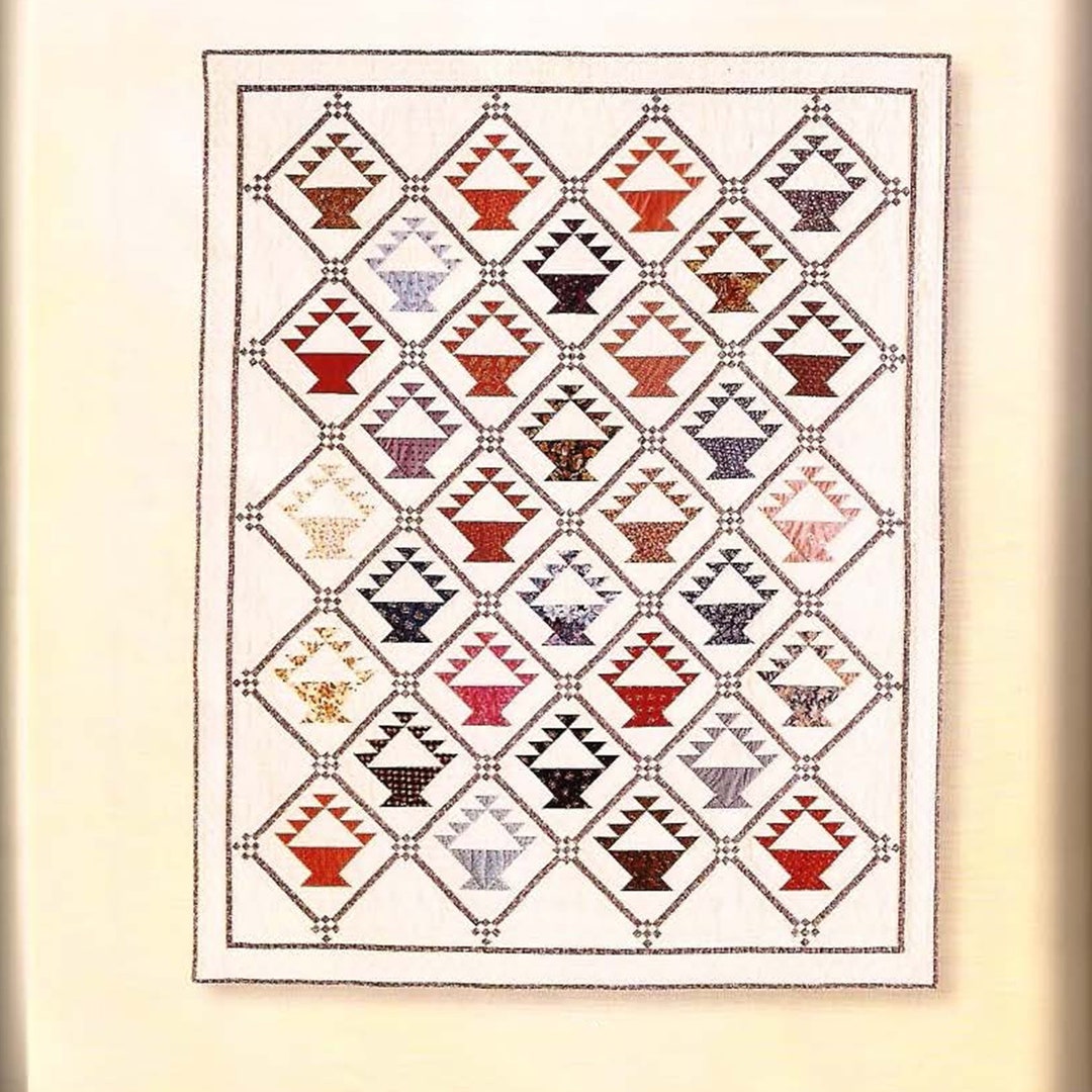 Vintage PATTERN Scrap Grape Basket Nine Patch Sashing Double 81x98 ...