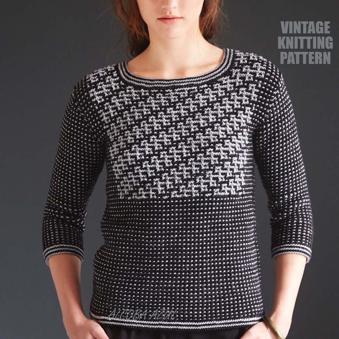 Vintage PDF Knitting PATTERN Easy-to-knit Swiss Dots Garter Stitch ...