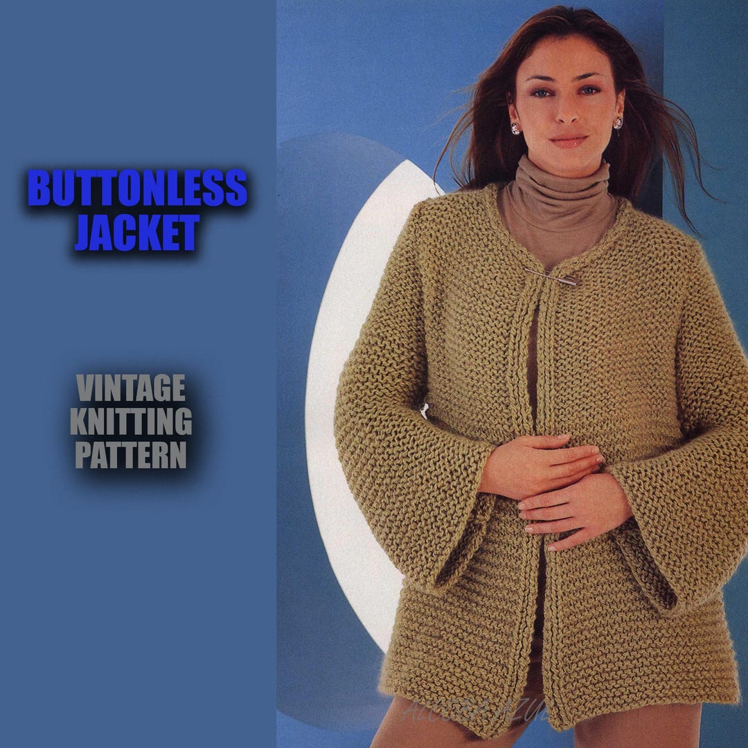 Aran Buttonless Jacket Knitting Pattern | Womens Winter Outwear, Chunky ...
