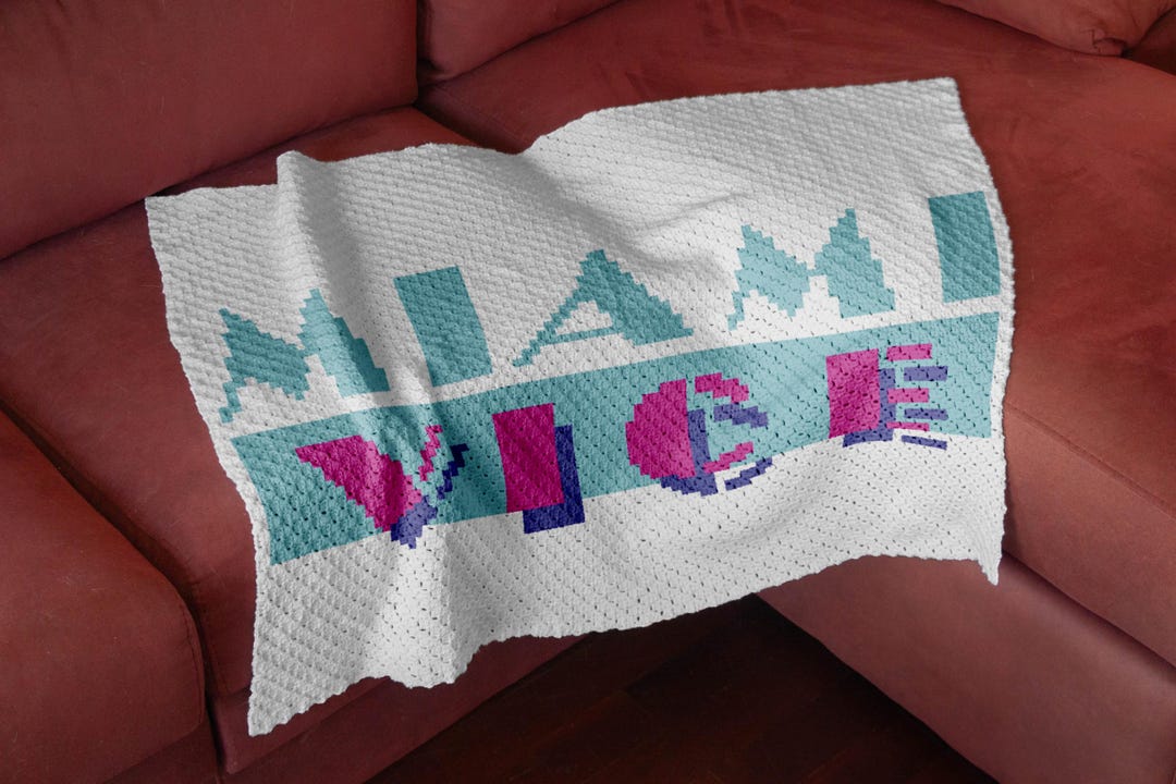Art Deco Crochet Pattern Miami Vice Lapghan C2C | 90x70 Squares Corner ...