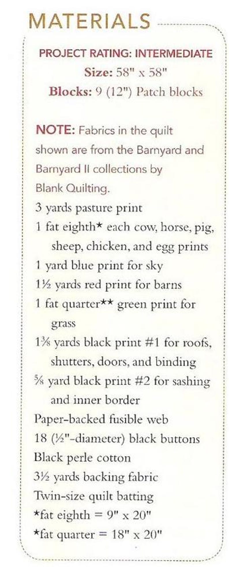 Square Twin Size Baby Barnyard Quilt 58x58" Vintage QUILTING PATTERN ...
