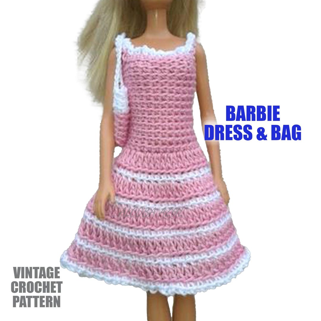 Vintage Crochet PATTERN PDF 12" Inch Barbie Doll Outfits and Bag | DK ...