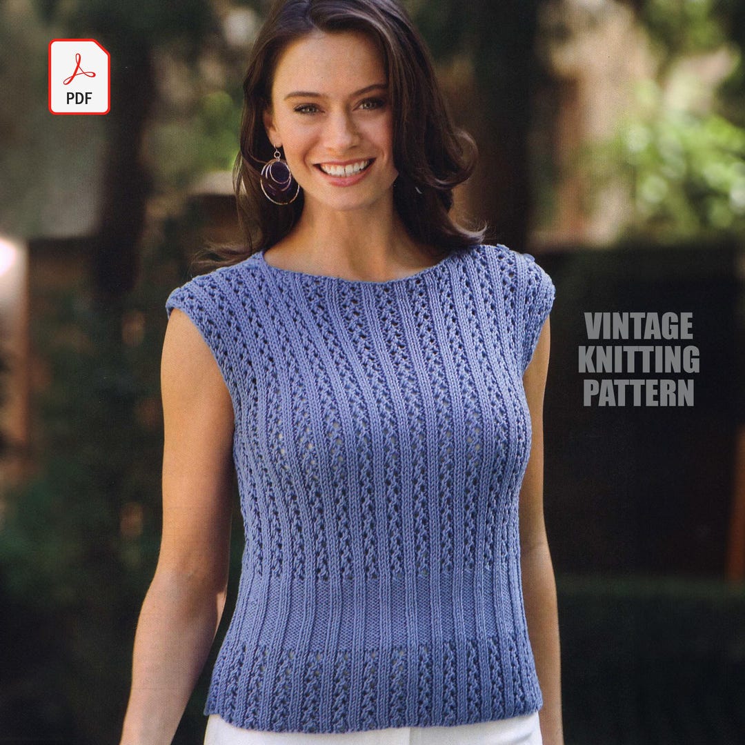 Beginner-friendly Soft Lace Rib Tank Top Vintage Knitting PATTERN ...