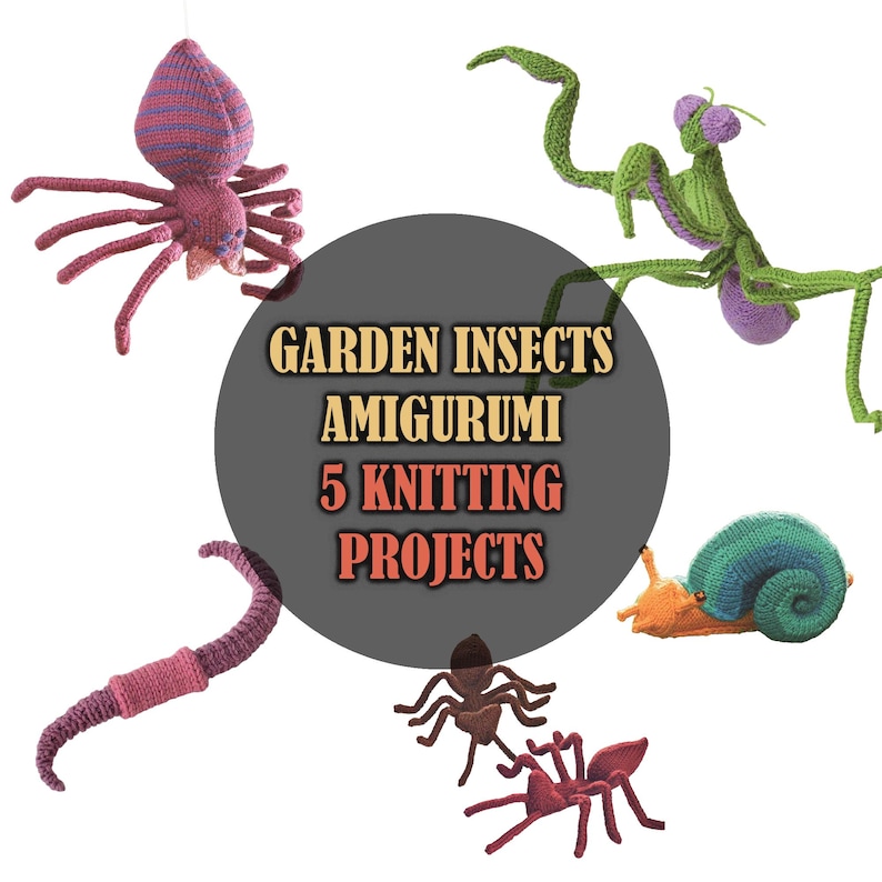 Amigurumi Garden Insects PDF KNITTING Pattern | Vintage Spider Mantis ...