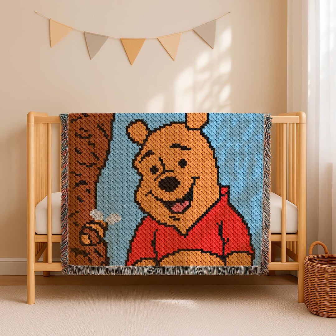 Winnie the Pooh & Bees Blanket Home Decor C2C CROCHET PATTERN 90x90 ...
