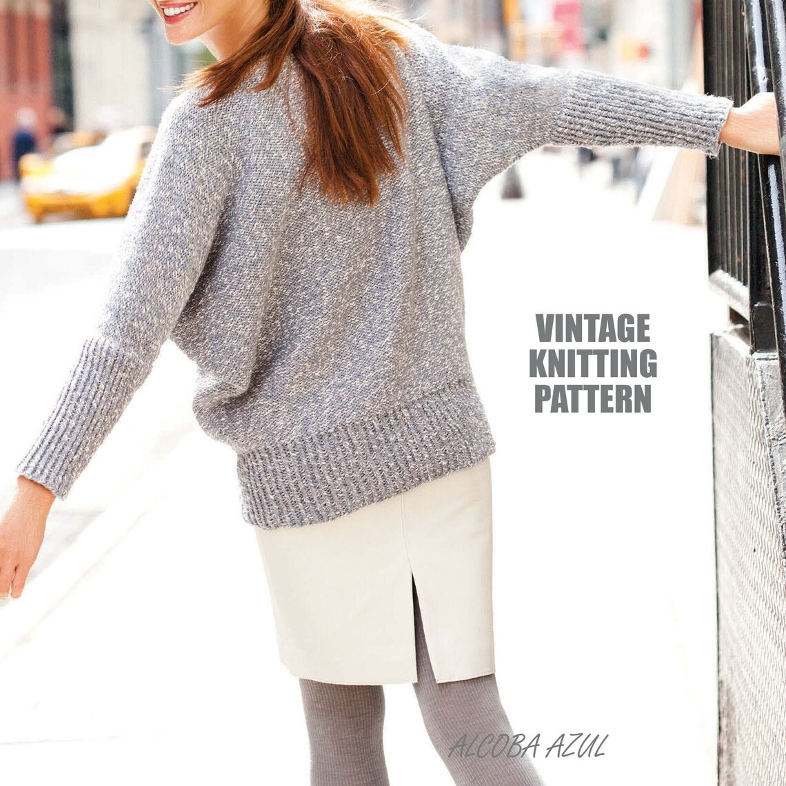 Aran Batwing-sleeve Pullover KNITTING PATTERN PDF Womens Vintage Knit ...
