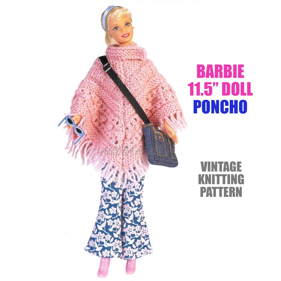 Vintage Knitting PATTERN Barbie Counterpane Poncho 11.5 Inch Doll ...