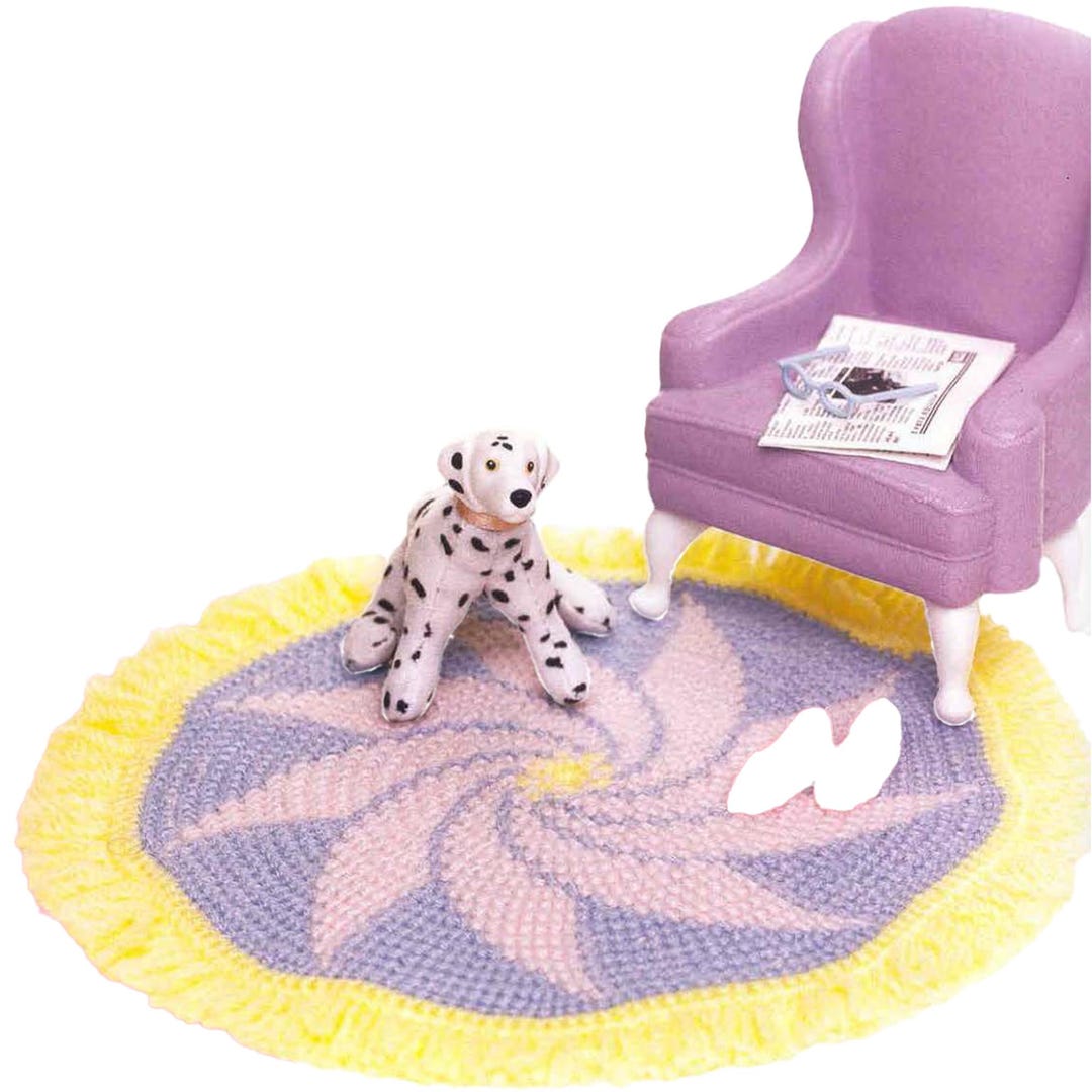 Vintage Barbie Home Decor Miniature Retro Rug CROCHET PATTERN 11.5-inch ...