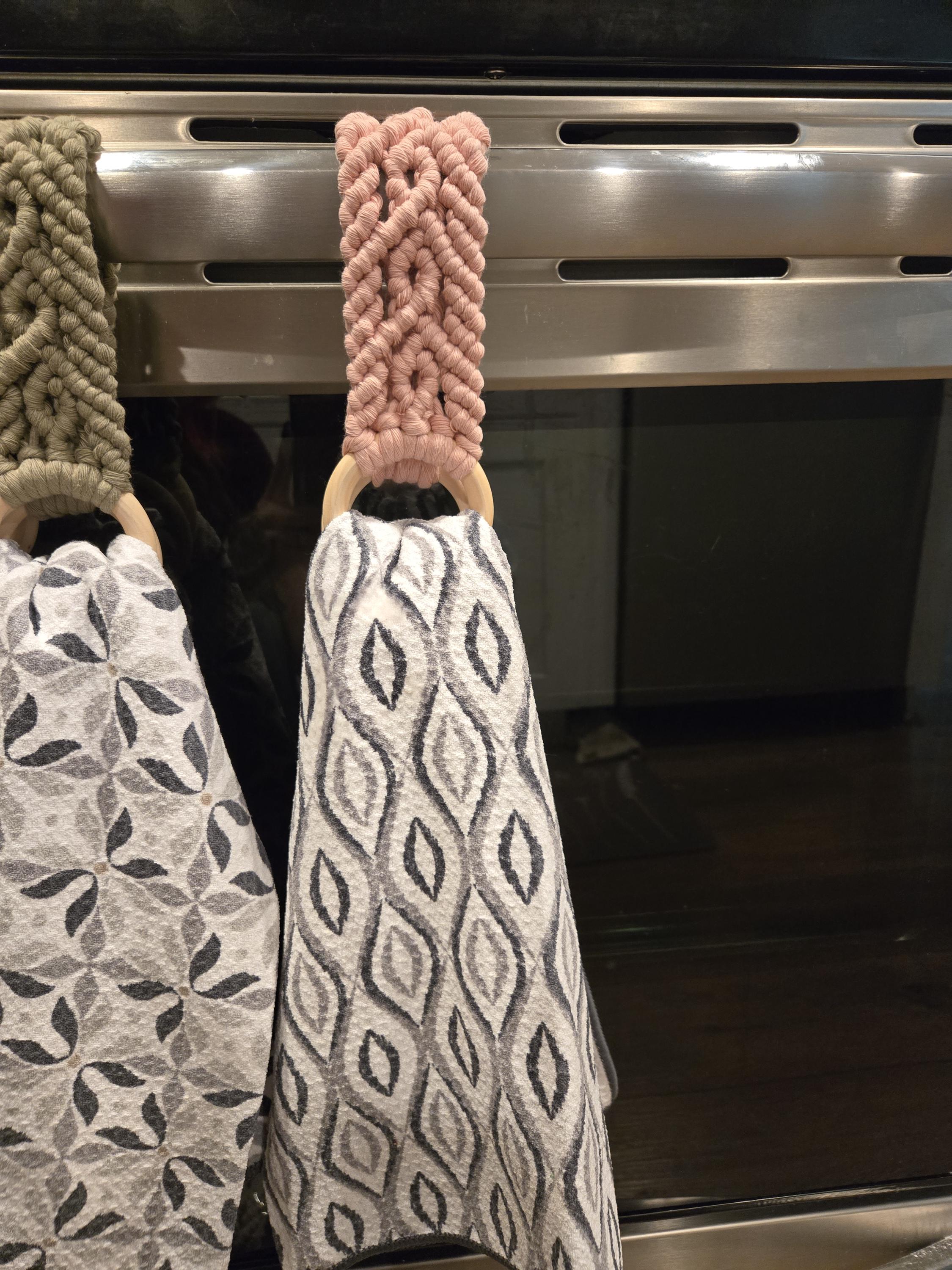 Handmade Macrame Kitchen Towel Holder: Boho Oven/fridge Handle Ring ...