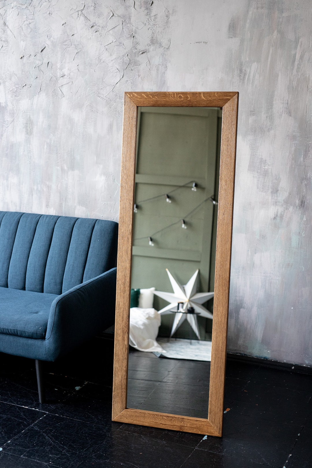 Wooden Mirror. Rustic Mirror. Oak Wood Mirror. Wall Mirror. Floor ...