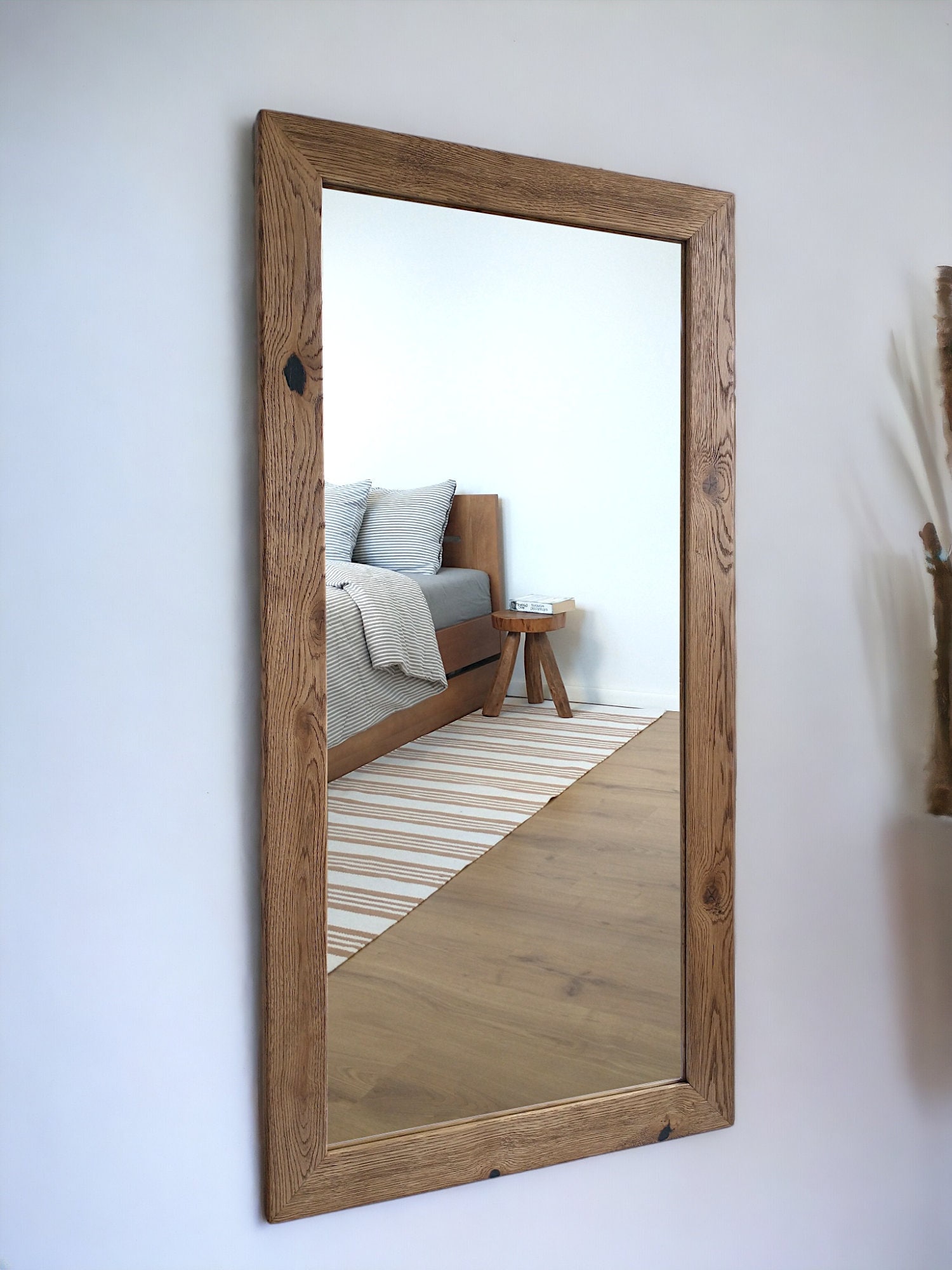 Oak Frame Bathroom Mirror. Wall Oak Wood Mirror. Mirror in Handcrafted ...