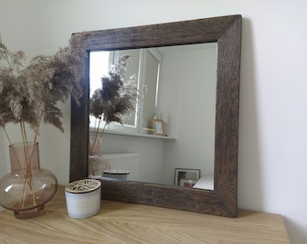 Wall Wooden Mirror. Oak Wood Mirror. Rustic Mirror. Bathroom Mirror ...