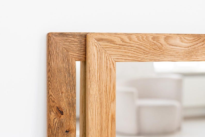 Rustic Oak Mirror. Solid Wood Frame Mirror. Rectangle Bathroom Mirror Over Vanity. Decorative ...