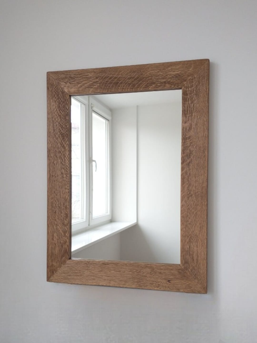 Wall Wooden Mirror. Oak Wood Mirror. Rustic Mirror. Bathroom Mirror ...