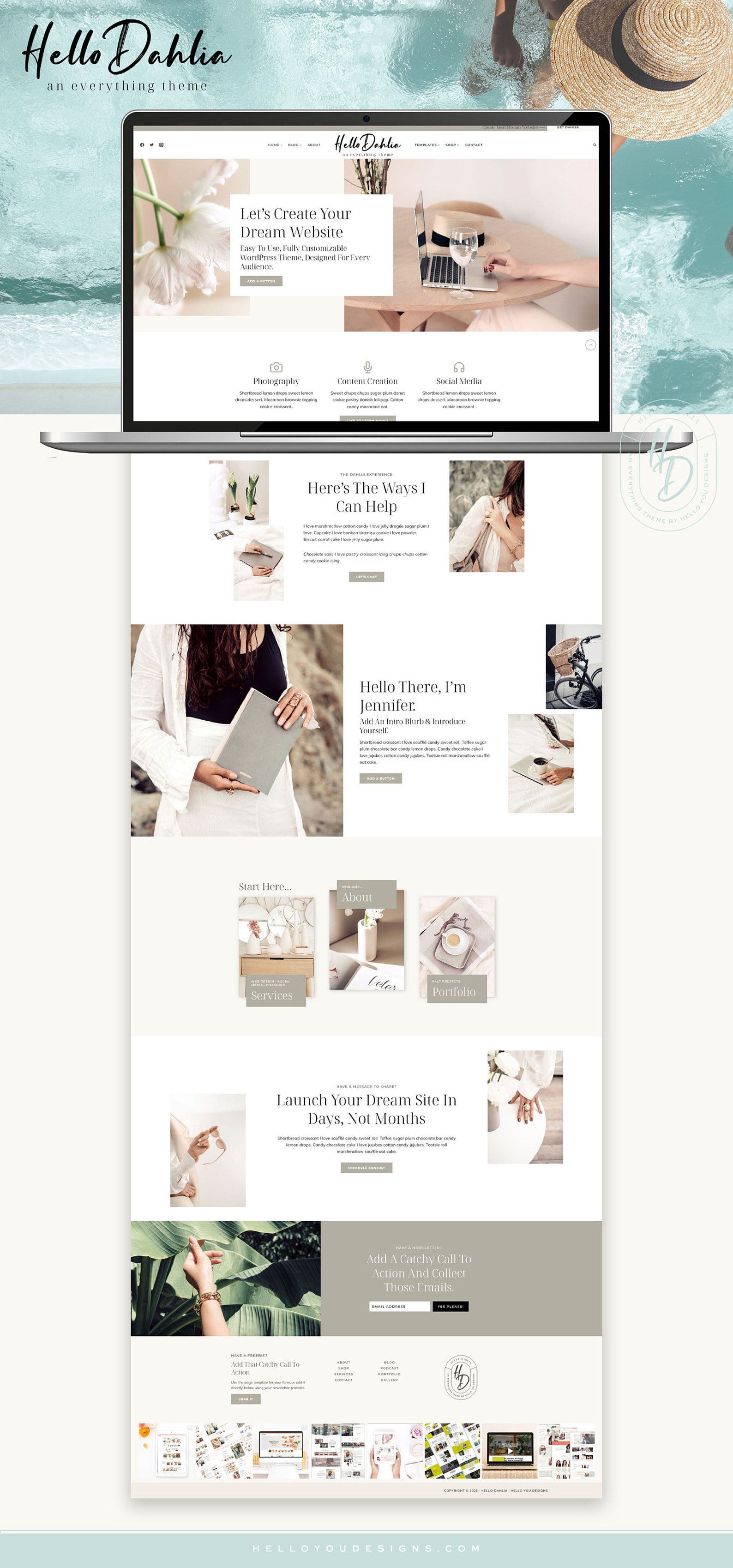 Hello Dahlia Wordpress Theme Feminine Wordpress Theme Kadence Theme - Etsy