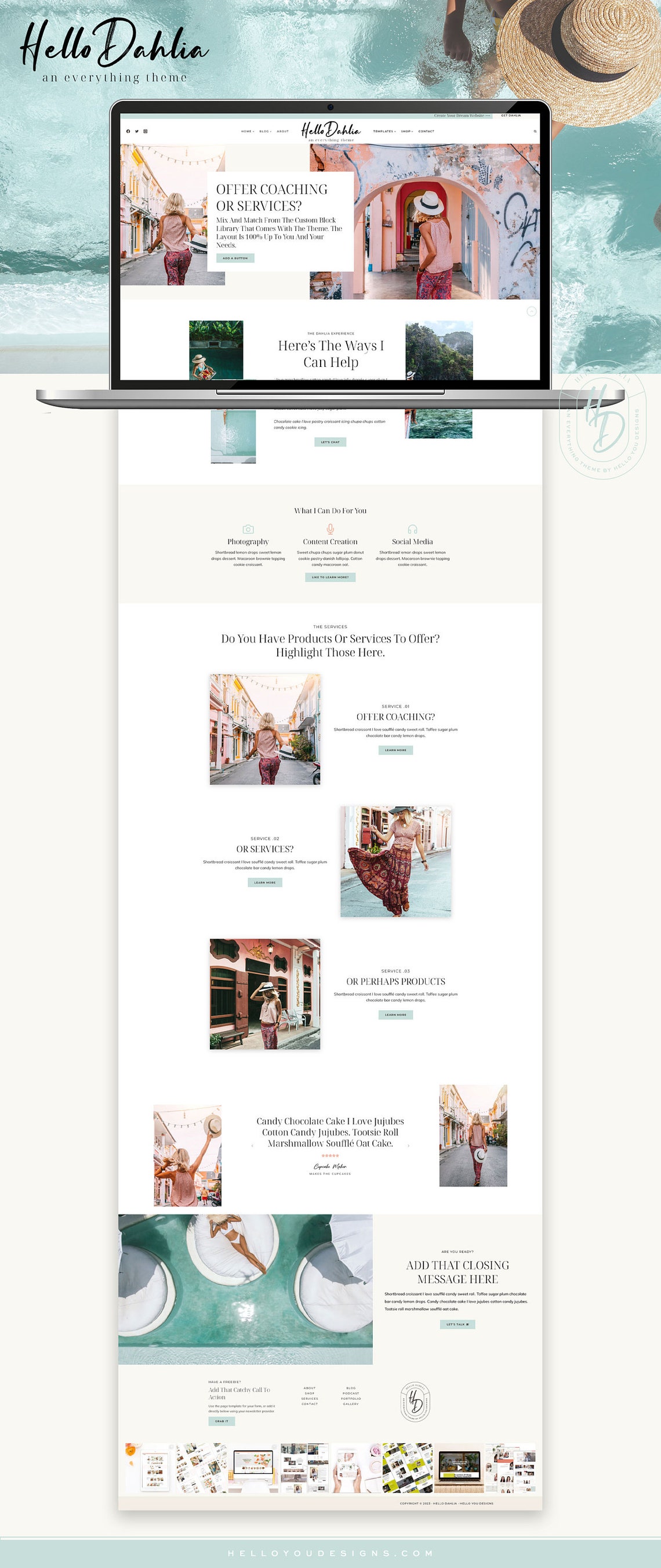 Hello Dahlia Wordpress Theme Feminine Wordpress Theme Kadence Theme - Etsy