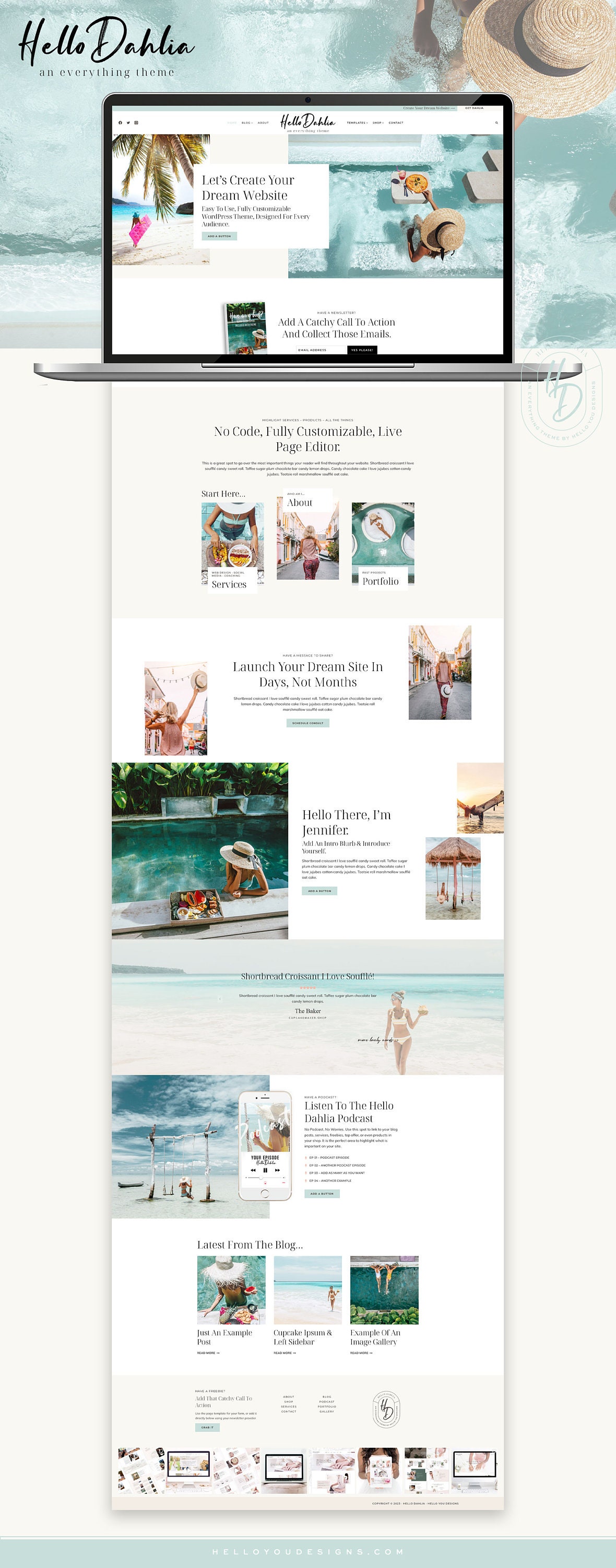 Hello Dahlia Wordpress Theme Feminine Wordpress Theme Kadence Theme - Etsy
