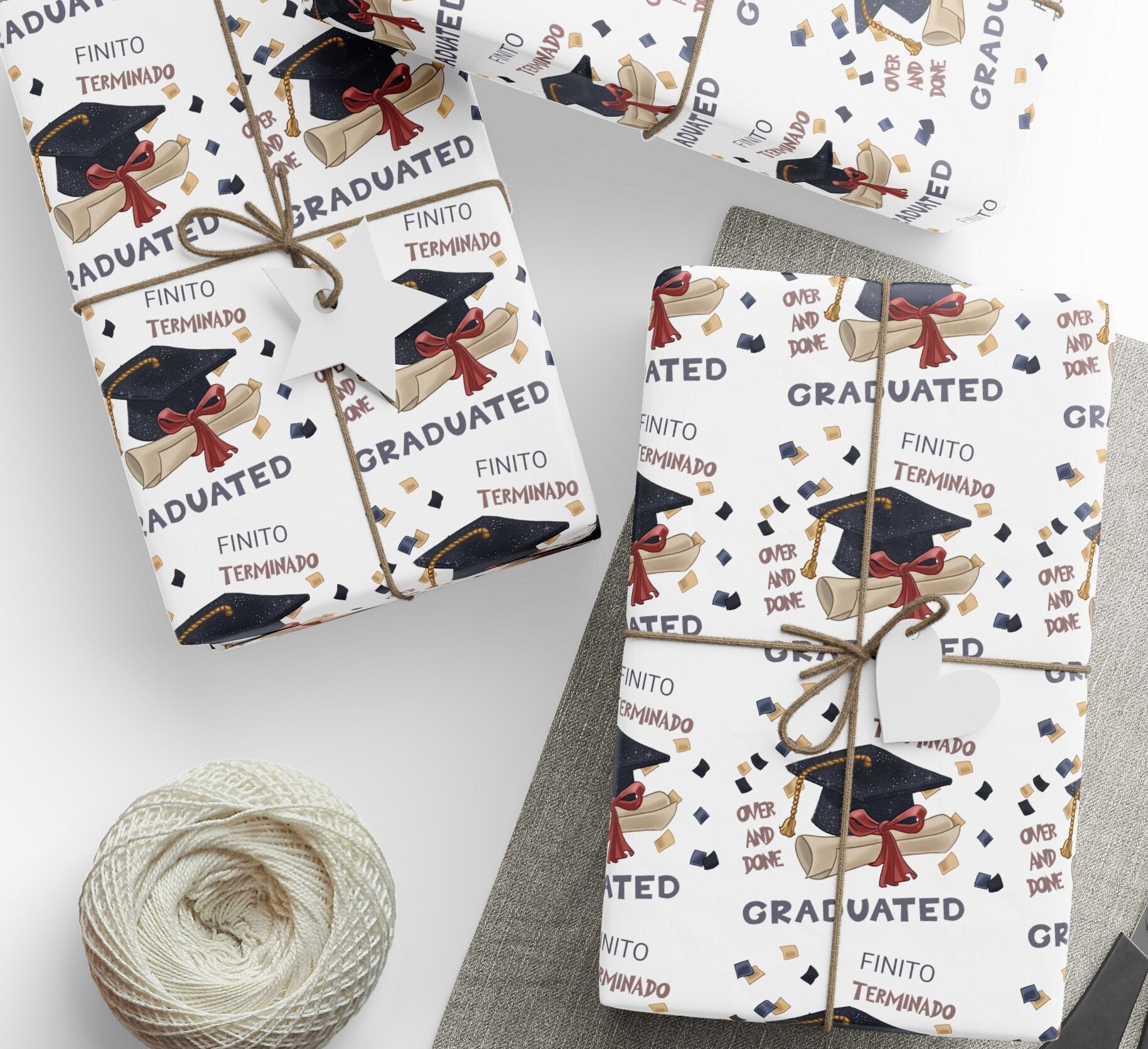 Graduation Gift Wrap wrapping Paper for Graduates in a Whimsical Cap ...