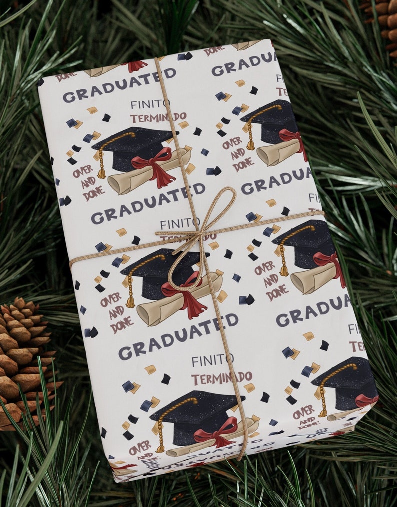 Graduation Gift Wrap wrapping Paper for Graduates in a Whimsical Cap ...