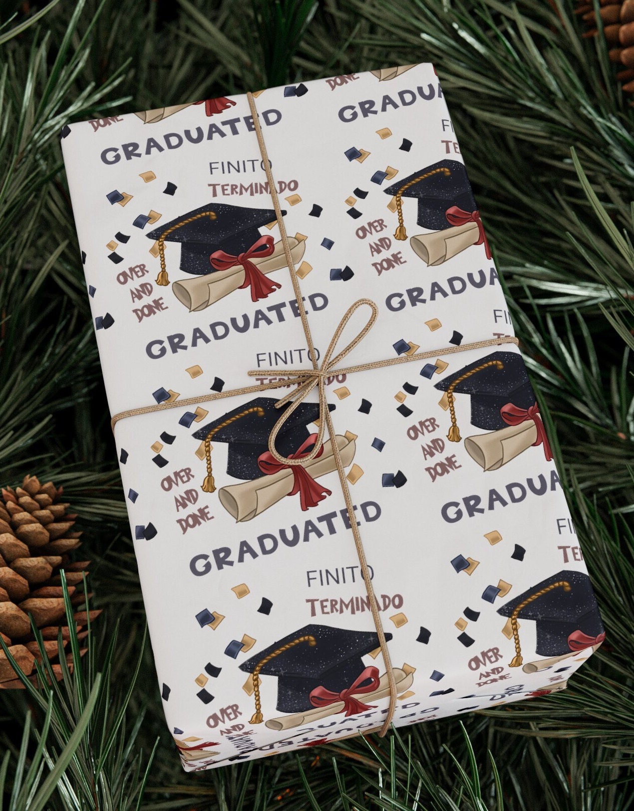 Graduation Gift Wrap wrapping Paper for Graduates in a Whimsical Cap ...