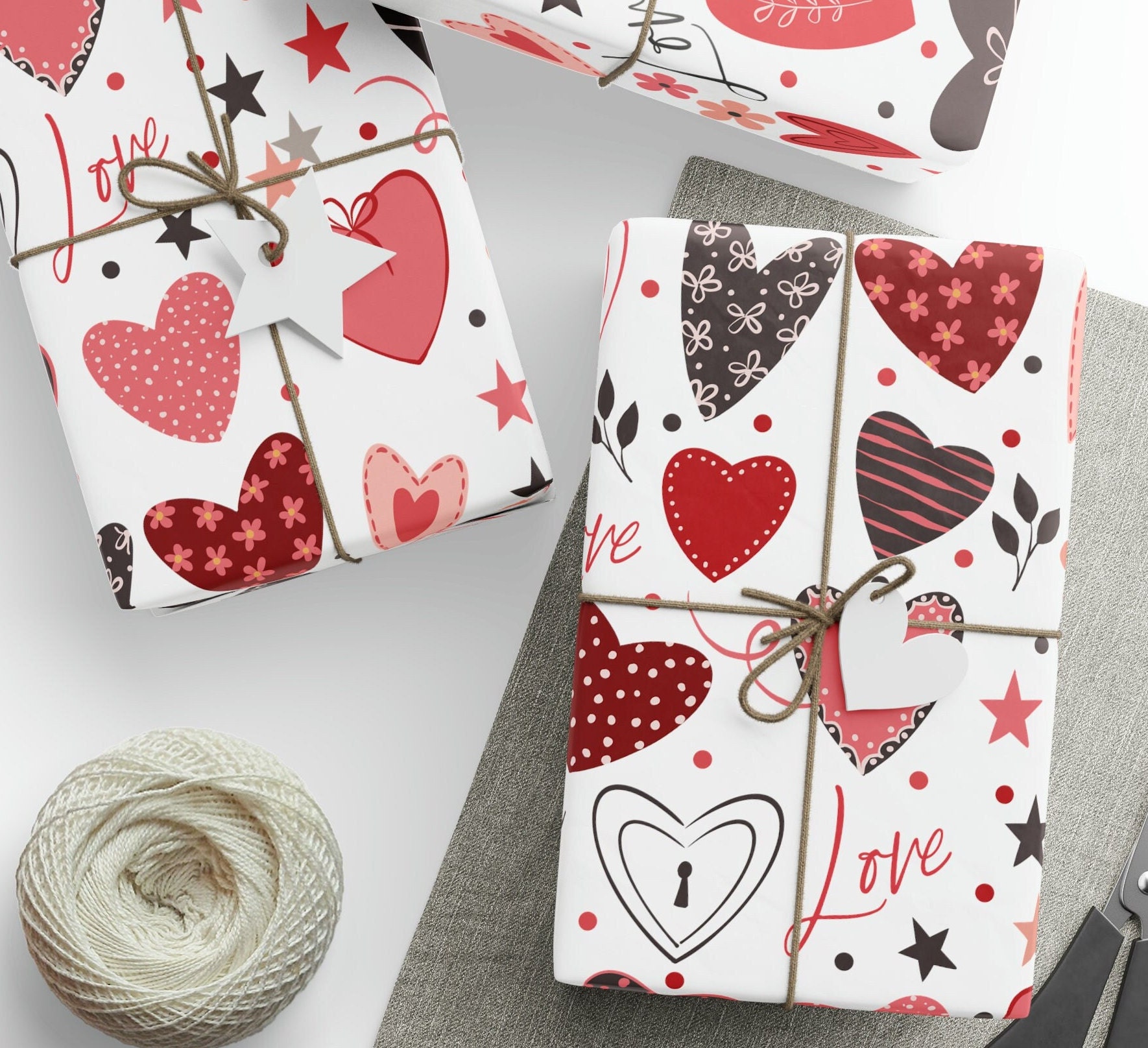 Heart Gift Wrapping Paper Heart Love Anniversary or Birthday Hearts ...