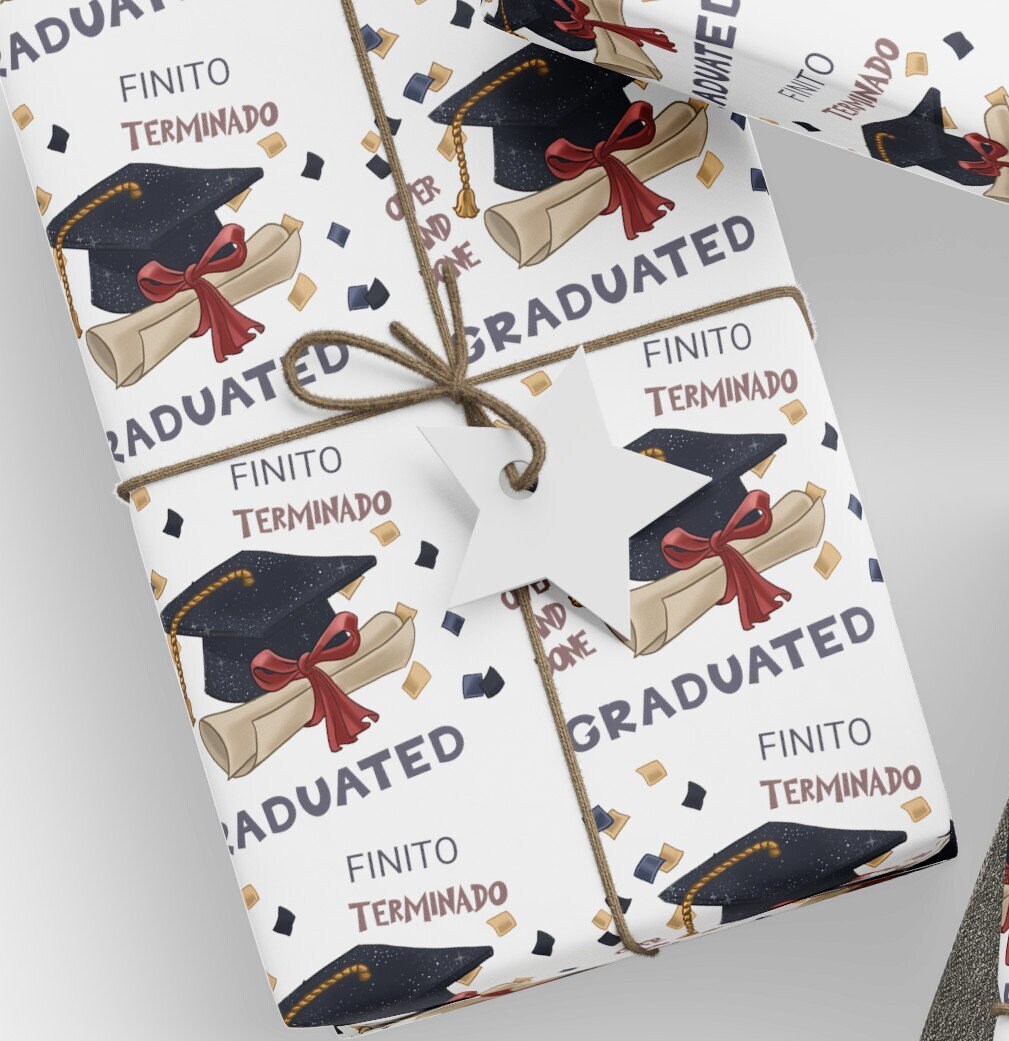 Graduation Gift Wrap wrapping Paper for Graduates in a Whimsical Cap ...