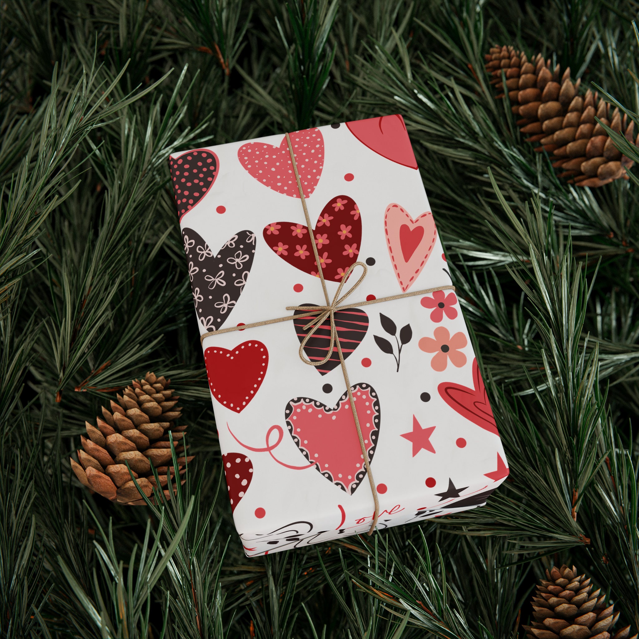 Heart Gift Wrapping Paper Heart Love Anniversary or Birthday Hearts ...