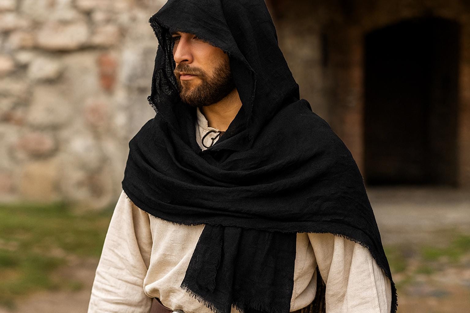 Gothic Renaissance Cowl Cloak, Medieval Pirate Hooded Scarf, Men’s ...