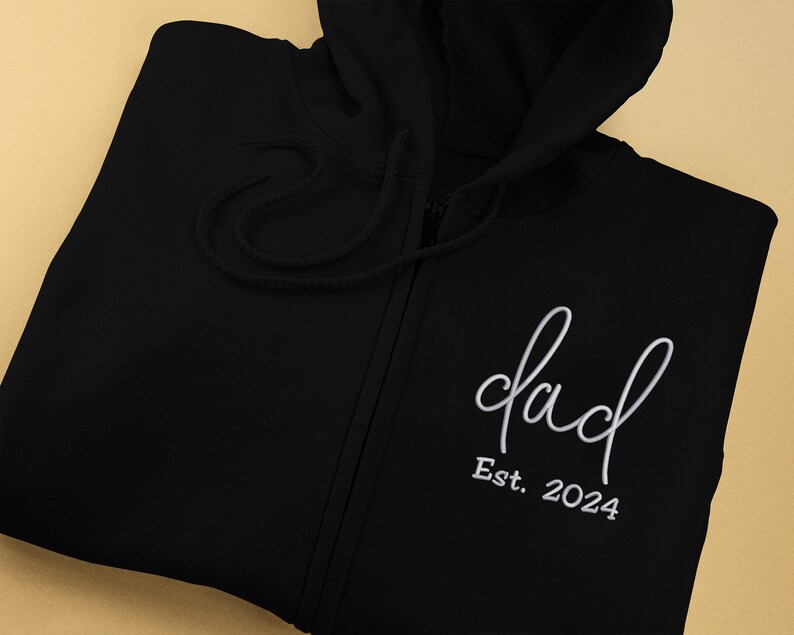 Embroidered Dad Zip up Hoodie, Custom Text and Heart on Sleeve Hoodies ...