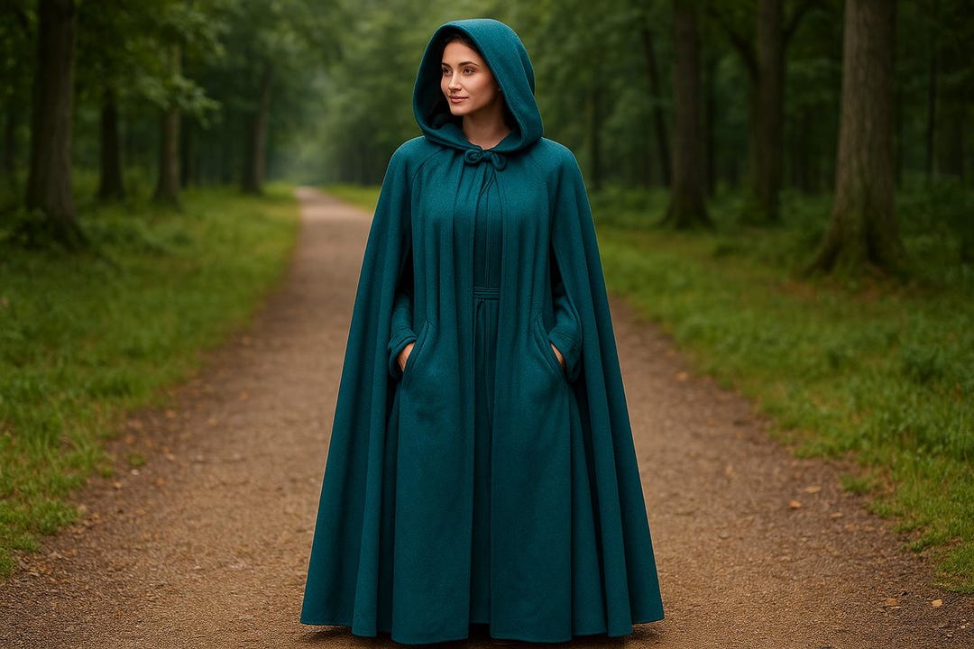 Medieval Viking Cloak With Hood, Renaissance Gothic Larp Cloak, Ren ...