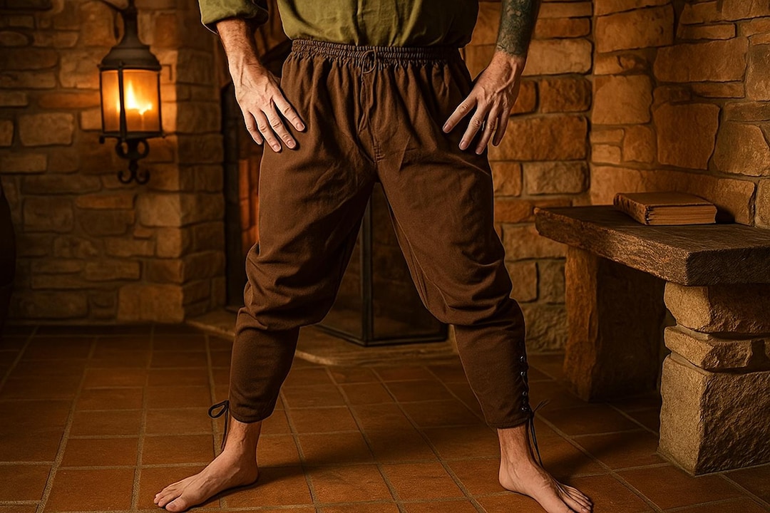Medieval Men's Larp Pants, Viking Renaissance Linen Trousers, Halloween ...