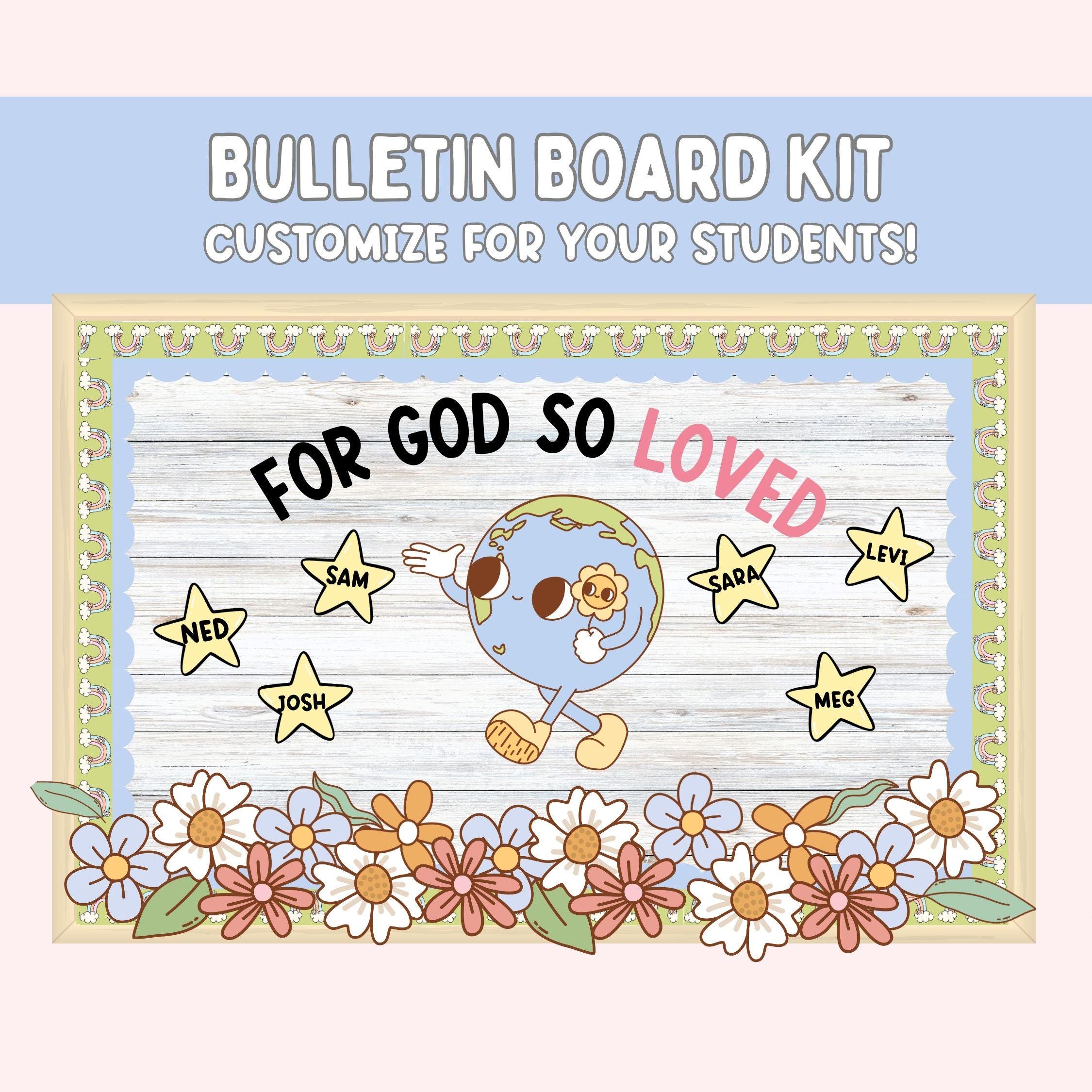Retro Jesus Bulletin Board Kit for VBS Sunday School | Christian School ...