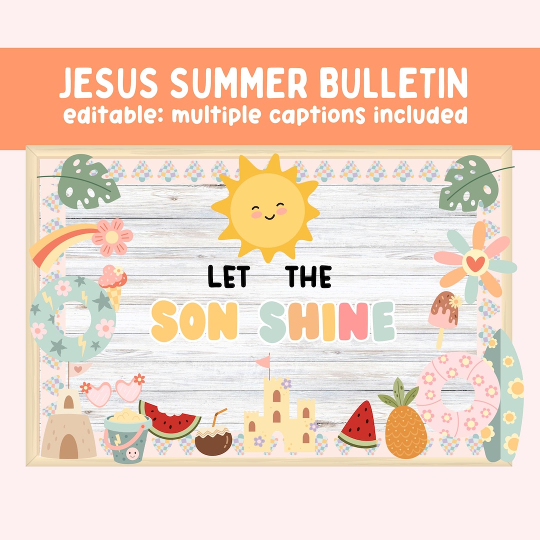 Summer Retro Jesus Bulletin Board Kit for VBS Sunday School | Christian ...