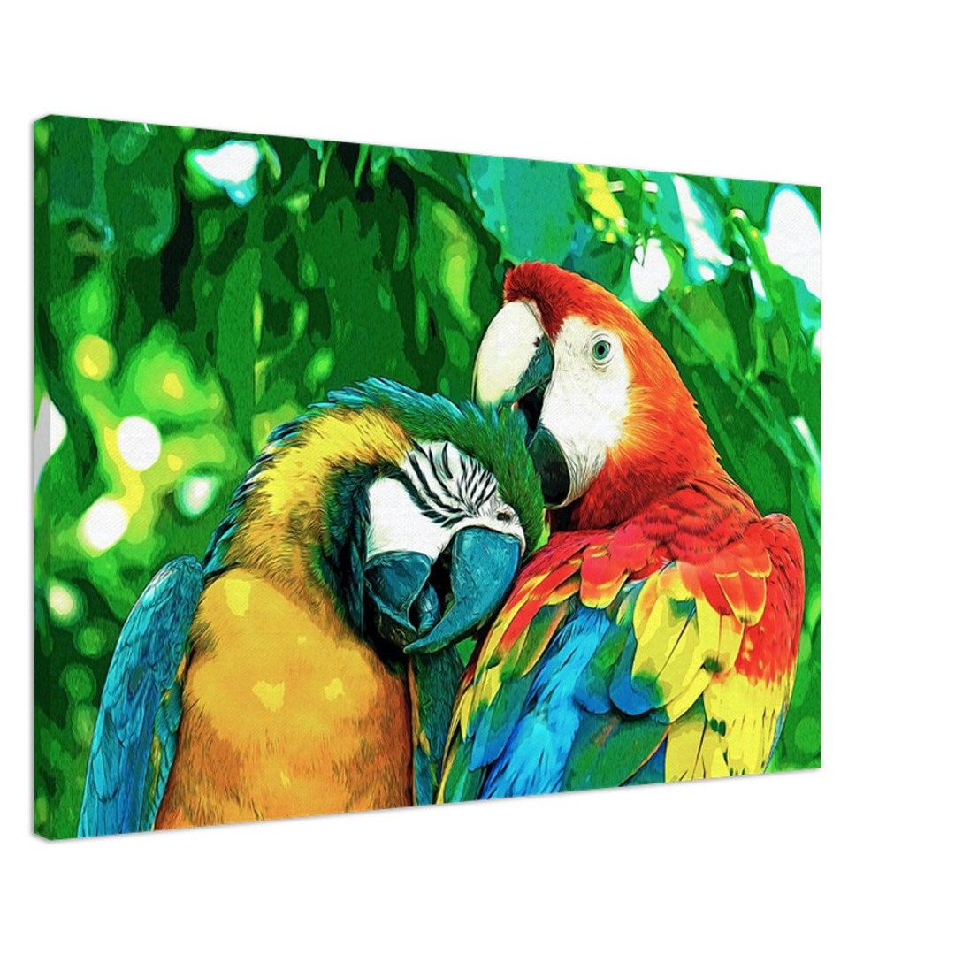 Parrot Bffs. an Original Parrot Design. A Digital Art Framed Canvas ...