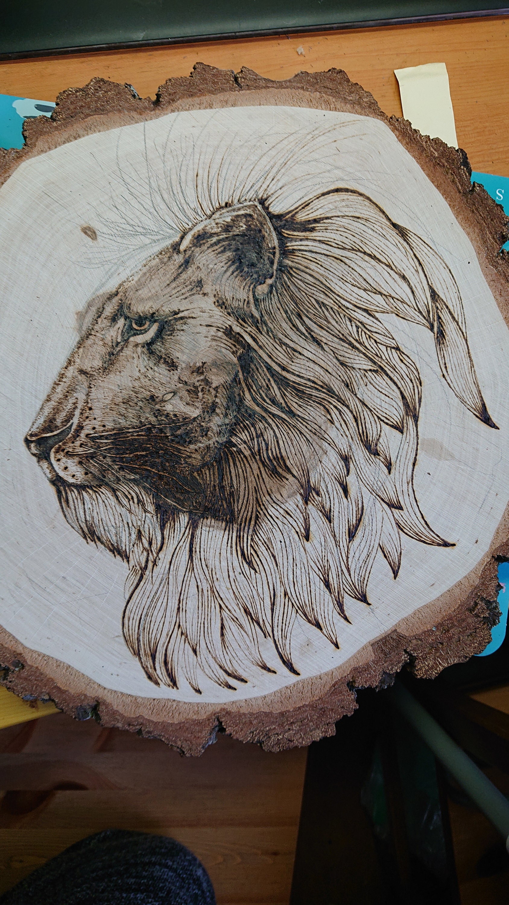 Portrait of a Lion/ Woodburning Art Lion/ Custom Art Woodwork / Wild ...