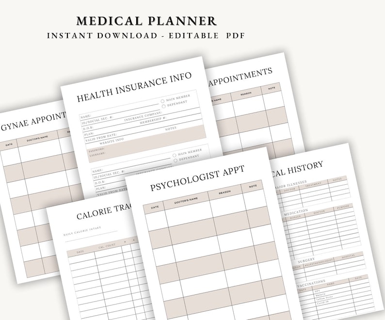 Medical Planner Printable, Family Medical Binder, Healthcare Planner ...
