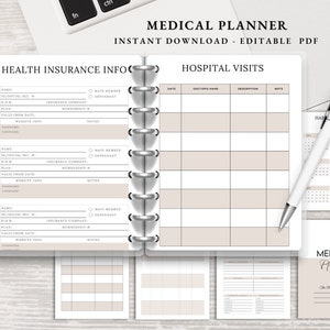 Medical Planner Printable, Family Medical Binder, Healthcare Planner ...