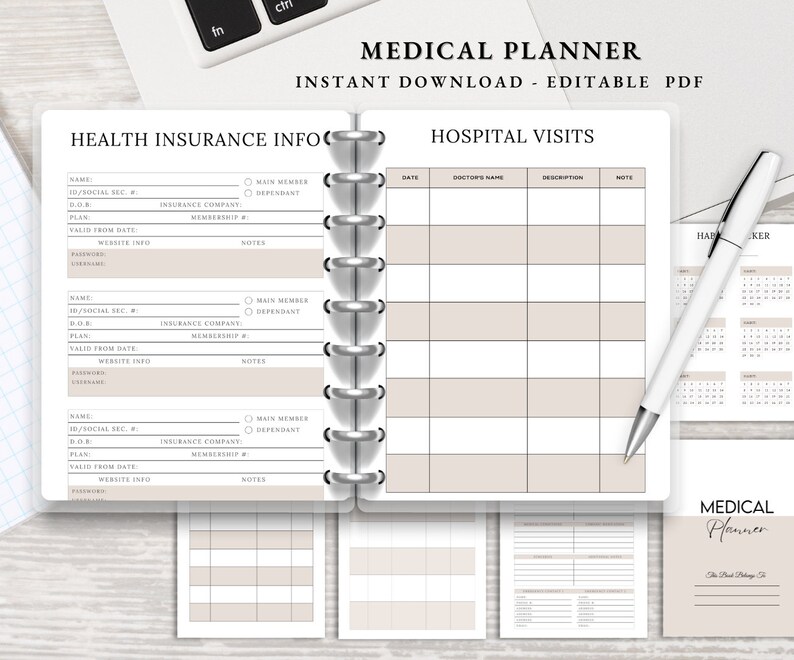 Medical Planner Printable, Family Medical Binder, Healthcare Planner ...