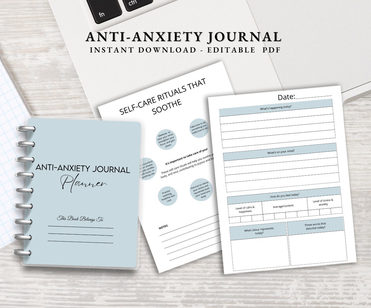 Anxiety Planner Printable - Download, Therapy Journal, Mental Health ...
